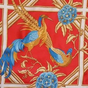 Hermes | Accessories | Herms Carabes 9 Silk Scarf Red Tropical Birds ...